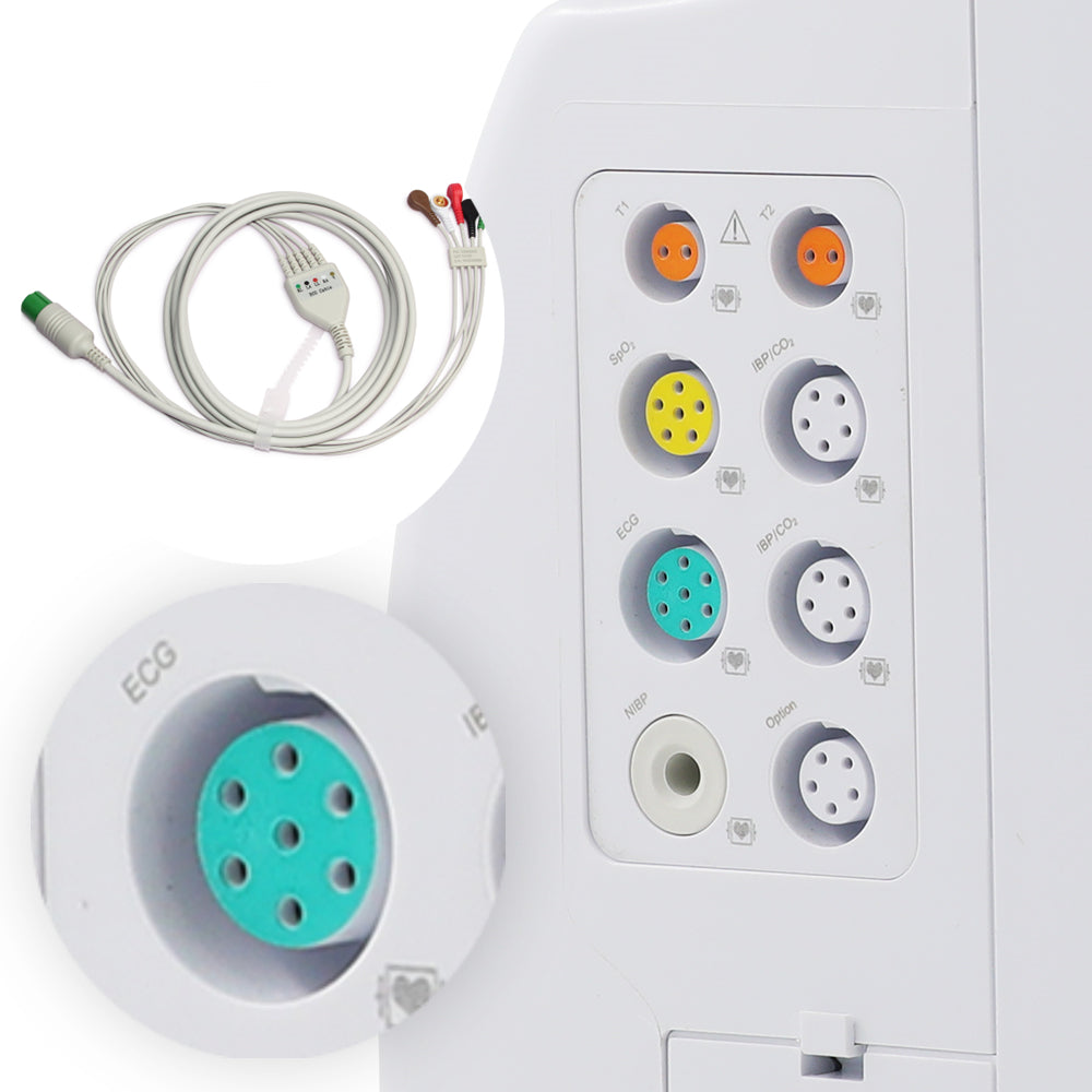 ECG EKG cable 7Pin/ 6Pin 5-lead wire Gilding Snap For CONTEC Patient M